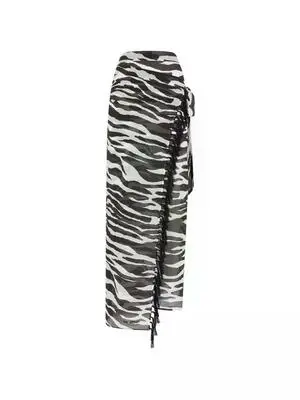 Attico Zebra Print Pareo Skirt - Black