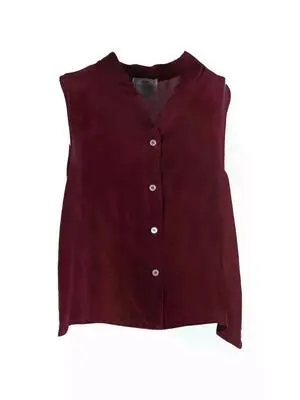 FORTE_FORTE Silk Habotai V-neck Top - Red