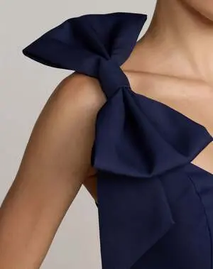 Mac Duggal Scoop Neck Bow Gown - Navy