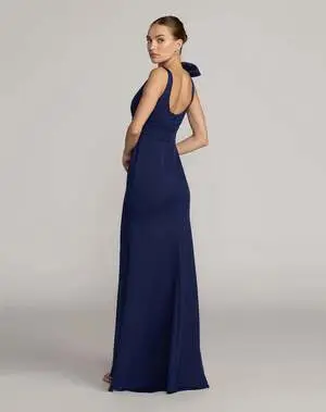 Mac Duggal Scoop Neck Bow Gown - Navy