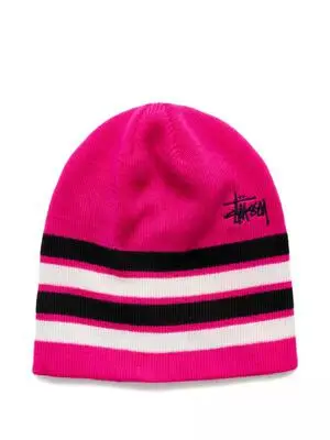 StÜssy Striped Skullcap Beanie Hat - Pink