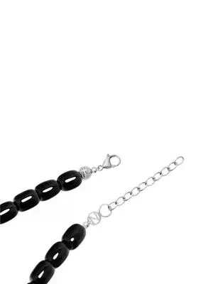 NIALAYA JEWELRY Beaded Onyx Necklace With Polished Finish
