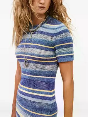 Ba&sh Tonnie Striped Pointelle-knit Maxi Dress