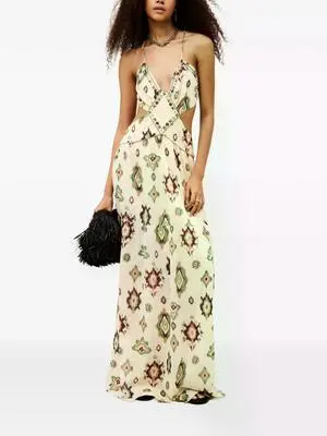 Ba&sh Omelia Ikat-print Maxi Dress With Cut-out Detailing