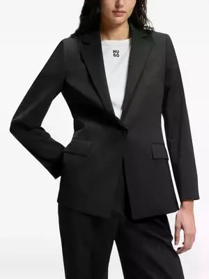 Hugo Single-breasted Notched Lapel Blazer - Black