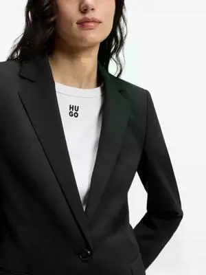 Hugo Single-breasted Notched Lapel Blazer - Black