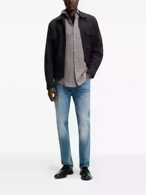 Hugo Slub-texture Long-sleeve Shirt - Grey