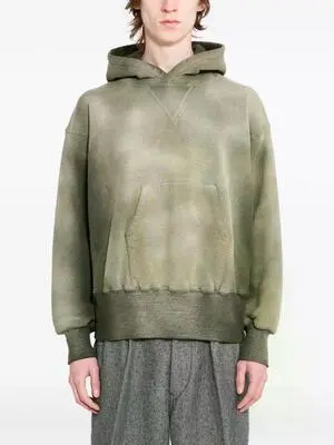 TAIGA TAKAHASHI Bleached Effect Hoodie With Elbow Patches