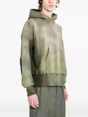 TAIGA TAKAHASHI Bleached Effect Hoodie With Elbow Patches