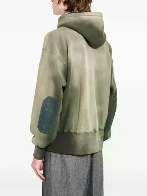 TAIGA TAKAHASHI Bleached Effect Hoodie With Elbow Patches