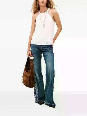 Ba&sh Maxi Diamond-embroidered Halterneck Top - White