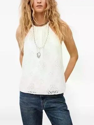 Ba&sh Maxi Diamond-embroidered Halterneck Top - White