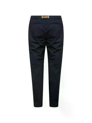 WHITE SAND Belted Tapered-leg Trousers - Blue