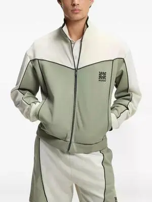 Hugo Colour-block Zip-up Sweatshirt With Logo Detail