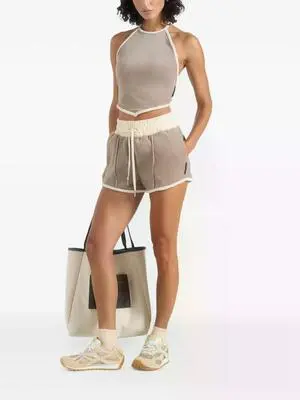 Manière De Voir Contrast Velour Mini Shorts - Neutrals