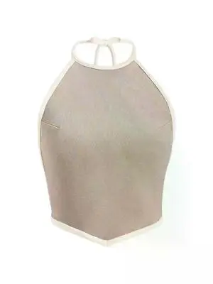Manière De Voir Manière De Voir Asymmetrical Halter Neck Sleeveless Top Neutrals