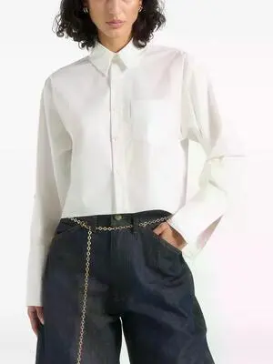Manière De Voir Maniere De Voir Oversized Cropped Roll Sleeve Shirt - White