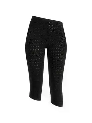 Manière De Voir Piper In Pointelle Asymmetric Capri Leggings - Black