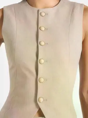 Manière De Voir Tailored Crew Neck Waistcoat - Neutrals