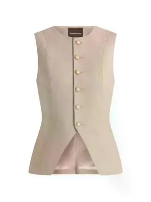 Manière De Voir Maisie Tailored Crew-neck Cinch Waistcoat - Neutrals