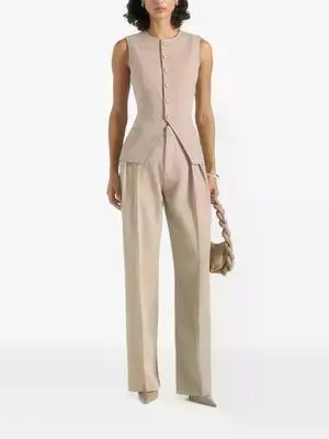 Manière De Voir Maisie Tailored Crew-neck Cinch Waistcoat - Neutrals