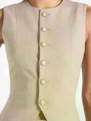 Manière De Voir Maisie Tailored Crew-neck Cinch Waistcoat - Neutrals