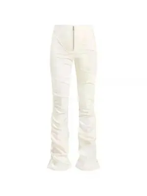 Manière De Voir Ruched Detail Twill Flare Trousers - Neutrals