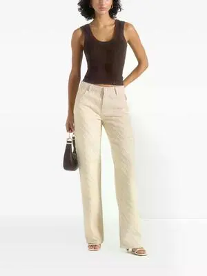 Manière De Voir Elyssa Diamond Stitch Denim Jeans - Neutrals