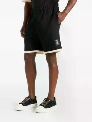Manière De Voir Crochet Knit Shorts With Contrast Hem - Black