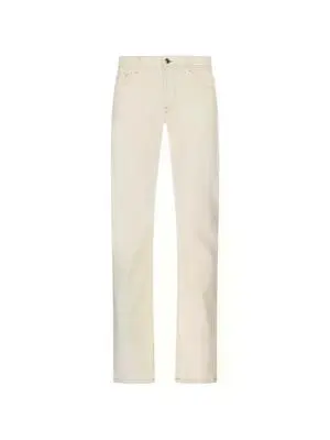Canali Logo Patch Straight Leg Jeans - Neutrals