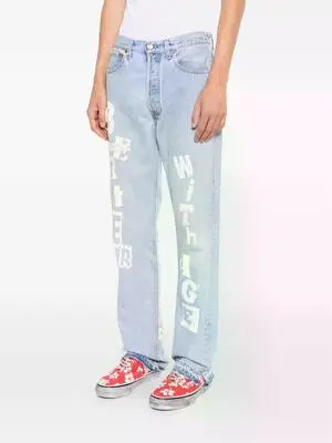 BETTER WITH AGE Logo Print Raw Edge Hem Jeans