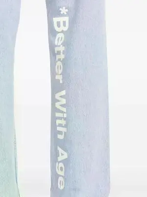 BETTER WITH AGE Logo Print Raw Edge Hem Jeans
