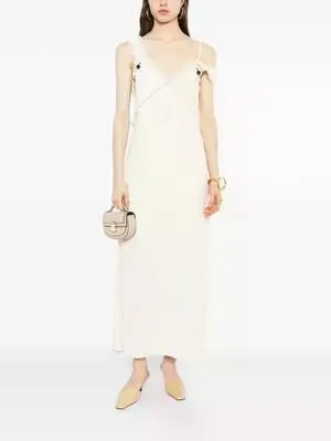 TOTEME V-neck Maxi Dress With Frayed Edges
