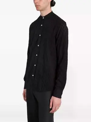 Tagliatore Cannes Stripe-pattern Band-collar Shirt