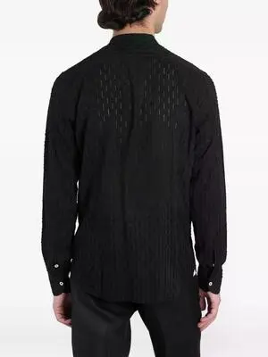 Tagliatore Cannes Stripe-pattern Band-collar Shirt