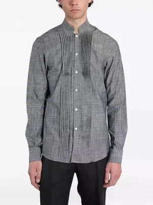 Tagliatore Ghandi Pleated Band-collar Shirt - Grey
