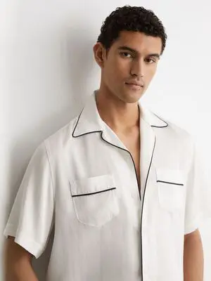 REISS Canyon Jacquard-stripe Piped Shirt