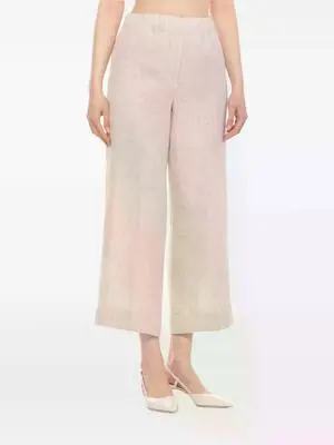 D.exterior Wide-leg Trousers With Turn-up Cuffs - Neutrals