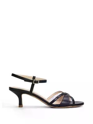 FABIO RUSCONI Criss-cross Kitten-heel Sandals - Black