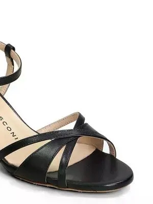 FABIO RUSCONI Criss-cross Kitten-heel Sandals - Black