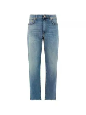 SLOWEAR Faded Effect Five-pocket Jeans - Blue