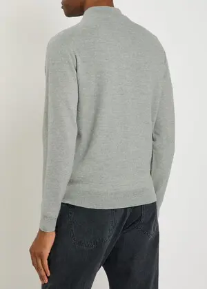 John Smedley Fine-knit Merino Wool Bomber Jacket - Grey