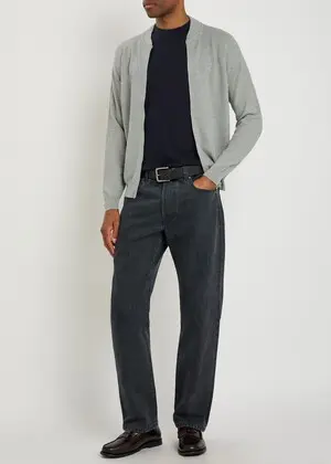 John Smedley Fine-knit Merino Wool Bomber Jacket - Grey