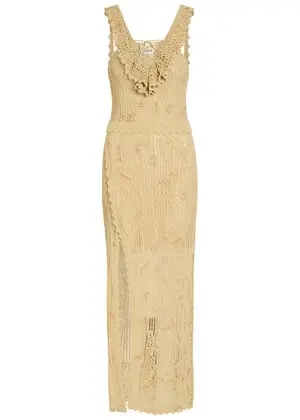 Isabel Marant Étoile Ornella Bead-embellished Crochet Maxi Dress - Camel
