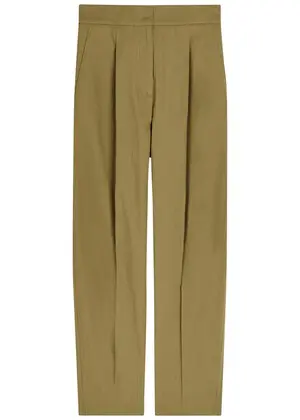 JOSEPH Tapered-leg Cotton Trousers - Green