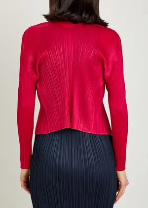 Issey Miyake Pleated Woven Cardigan - Red