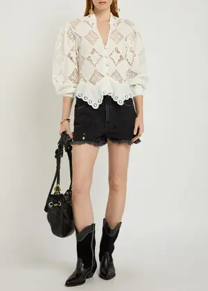 Isabel Marant Étoile Nina Cutwork Embroidered Cotton And Linen-blend Blouse - White