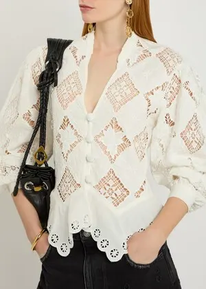 Isabel Marant Étoile Nina Cutwork Embroidered Cotton And Linen-blend Blouse - White