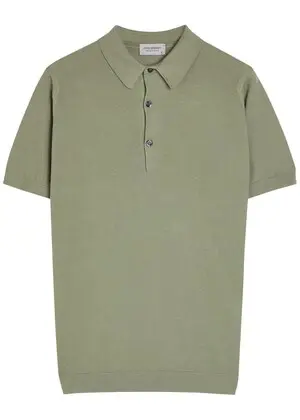 John Smedley Roth Fine-knit Cotton Polo Shirt - Olive