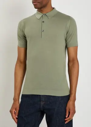 John Smedley Roth Fine-knit Cotton Polo Shirt - Olive